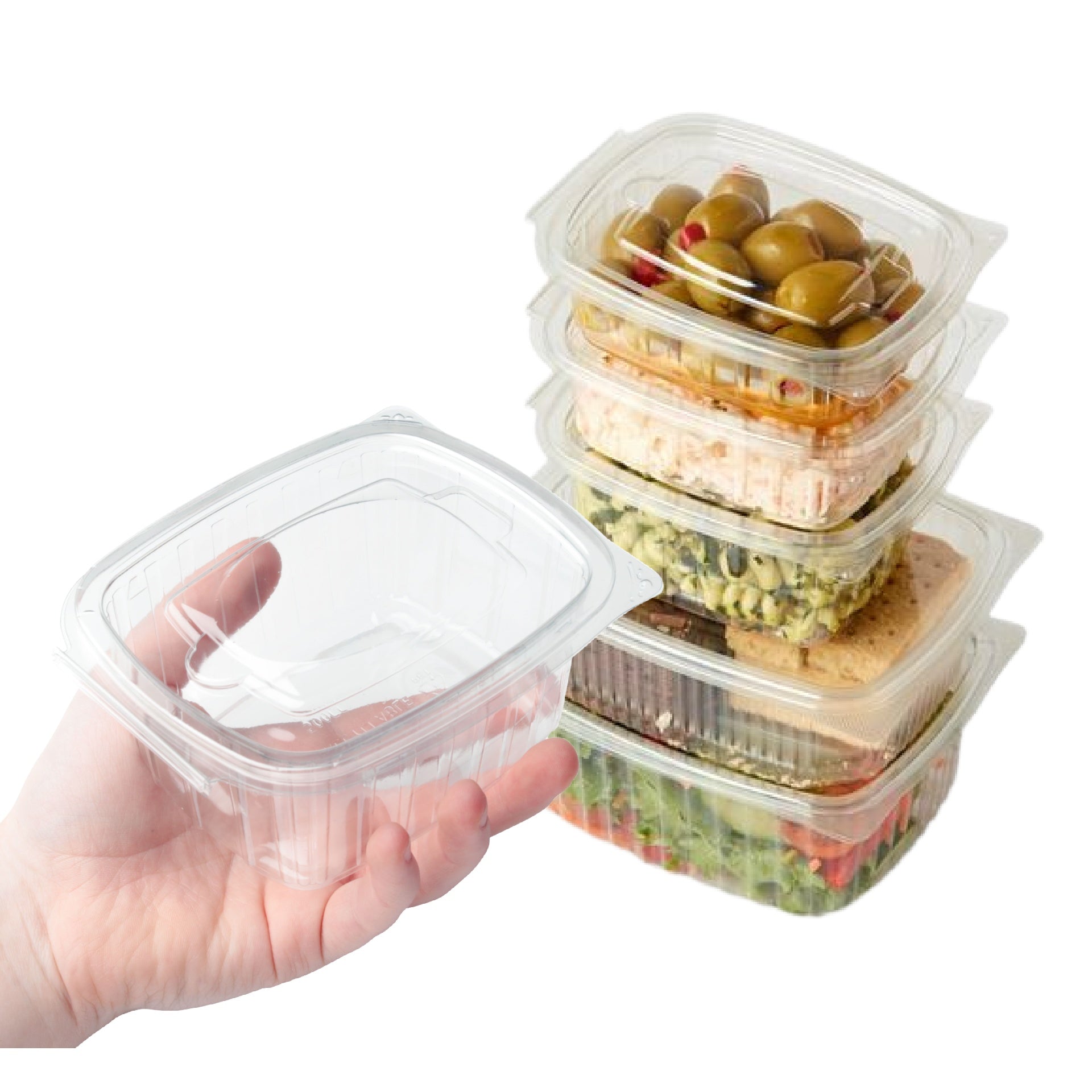 Caterbox deli containers with hinged lids for salads– Caterline